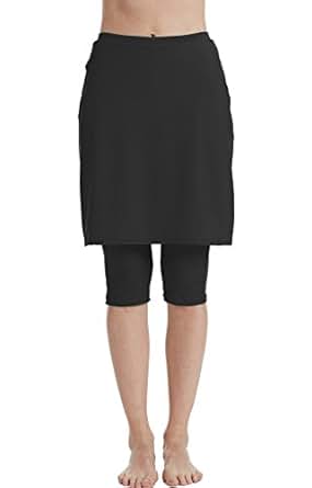 Amazon.com: Seagoo Swim Skirt with Leggings Women UV Protection Skirted ...