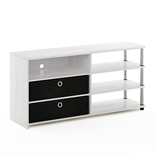 Furinno JAYA Simple Design TV Stand for up to 55-Inch with Bins, White ...