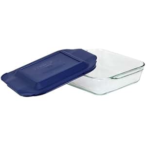 Amazon.com: Pyrex Bakeware 8-Inch Square Baking Dish, Clear with Blue ...