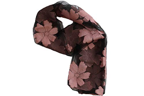 Scarf for Women, Fashion Silk Like Scarf - Transparent with Embroidered ...