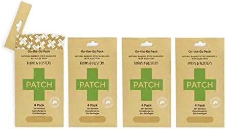 Patch Natural Bamboo Bandages with Aloe Vera On-The-Go 4x4 Pack -16 ...