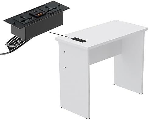 Mahmayi Modern Study Table with BS01 Super Recessed Power Strip Desktop ...