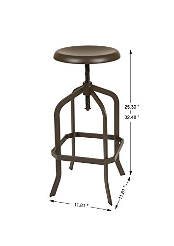 Glitzhome Pinnadel Bar Stool Adjustable Industrial Rustic Metal Dining ...