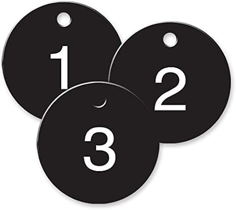 Amazon.com : Numbered Plastic Circle Tags - Black - Pack of 25 (1-1/2 ...
