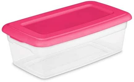 Amazon.com: ONE Sterilite 6 Quart Storage Bin Shoe Box - Clear and Pink ...