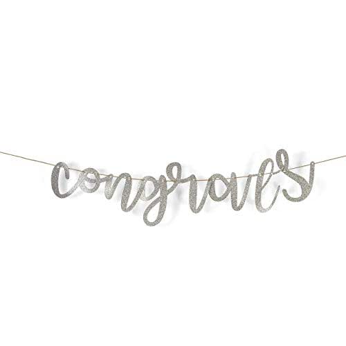 Amazon.com: Silver"Congrats" Glitter Script Banner: Handmade