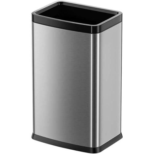 LEASYLIFE 25L/6GALSquare Silver Garbage Can,Tall Kitchen Garbage Can ...