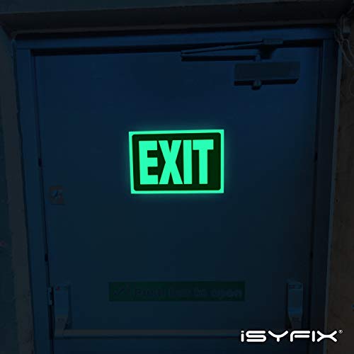 Exit Photoluminescent Signs Stickers – 2 Pack 10x7 Inch – Premium Self ...