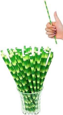 Sweet seven Green Bamboo Paper Straws - Biodegradable Disposable ...