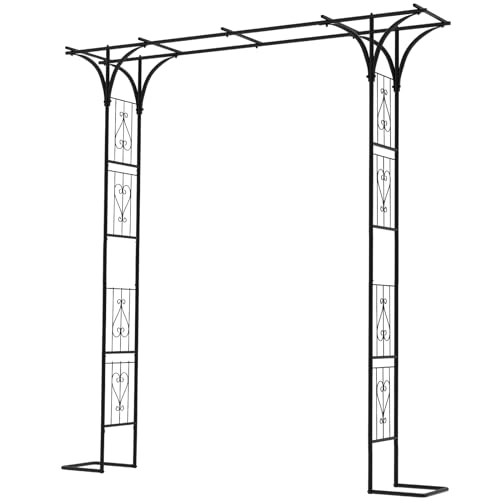 OUSHENG 7FT Garden Arch Arbor with Ground Stakes, Steel Frame Stand ...