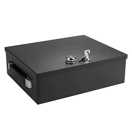 Fire Retardant Strong Box, Dual Combination and Key Lock Security Chest ...