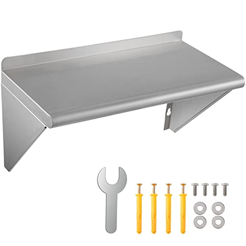 VEVOR Stainless Steel Wall Shelf, Commercial Wall Mount Shelving w ...