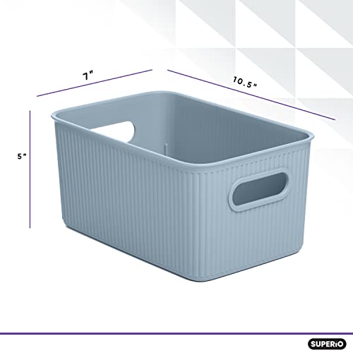 Superio Ribbed Collection - Decorative Plastic Open Home Storage Bins ...