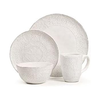Amazon.com: Corelle Embossed Bella Faenza 16-Pc Dinnerware Set, White ...