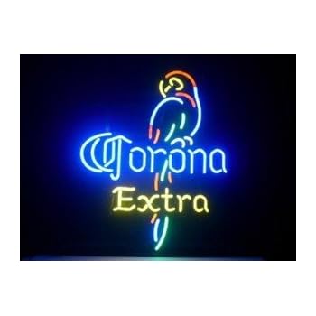 Corona Extra Parrot Bird Palm Tree Beer Bar Pub Handcrafted Real Glass ...