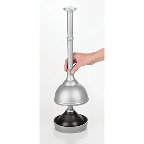 mDesign Bathroom Toilet Bowl Plunger Set with Lift & Lock Cover ...