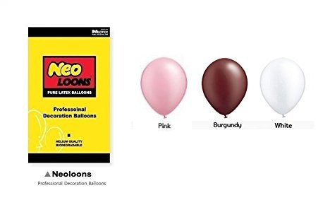 Neo LOONS 10" Pearl White & Pink & Burgundy Premium Latex Balloons ...