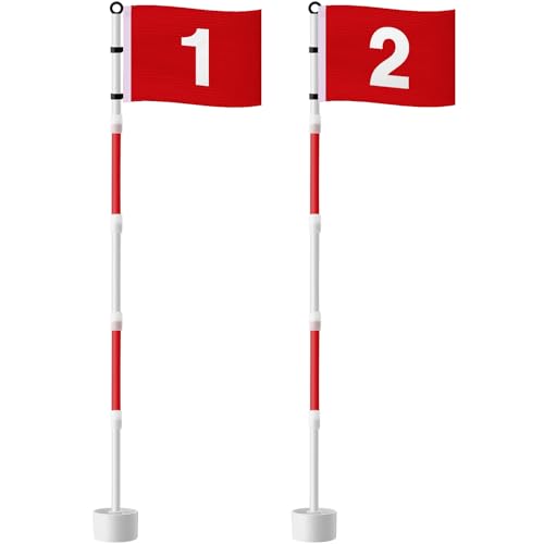 Threehoney Golf Flagstick 6ft, Golf Pin Flag Hole Cup Set Putting Green ...