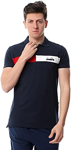 Diadora Cotton Two-Tone Panel Stitched Chest Logo Polo Shirt for Men ...