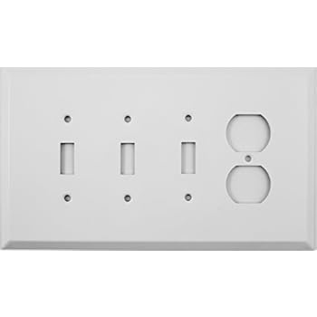 Over Sized Smooth White Jumbo 4 Gang Combo Switch Plate - 3 Toggle ...
