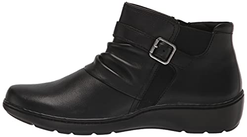 Clarks Women's Cora Rouched Ankle Boot Black Leather 9 for sale online ...