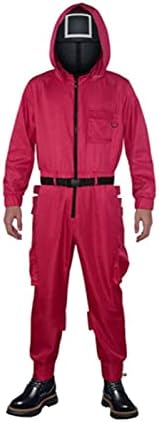 Squid Game Costume, Masked Man Squid Game Suit, Red Jumpsuit, Round Six ...