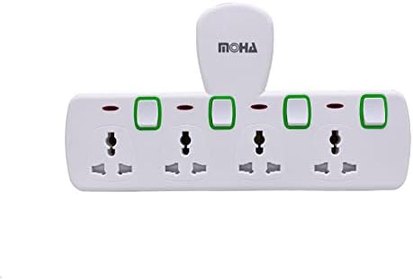 Moha Multi Plug Power Extension Socket Adapter, 4 Way Universal Wall ...
