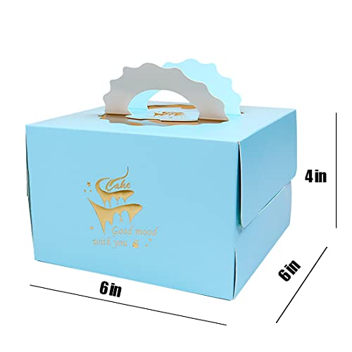 Blue Disposable Cake Boxes with Window, 6x6x4 Inch Tier Tall Cakes Box ...