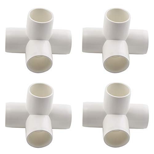 SDTC Tech 4-Pack 1 Inch 4 Way PVC Fitting Elbow Furniture Grade Pipe ...