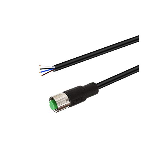 VELLEDQ Industrial Pre-Wired M12 Connector Cable 4-Pin Female A-Coding ...