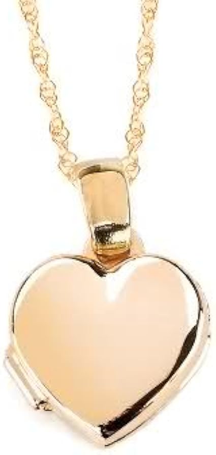 Amazon.com: 14kt Gold Engraveable Baby Heart Locket with 18" Chain ...