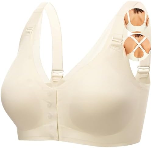 PRETTYWELL Front Closure Bras for Women no Underwire Padded Wireless ...