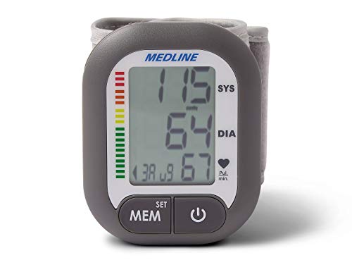 Medline Digital Wrist Blood Pressure Monitor, BP Cuff with Batteries ...