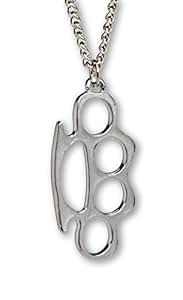 Amazon.com: Real Metal Brass Knuckles Silver Finish Pewter Pendant ...