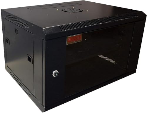 6U 600x450 Wall Mount Cabinet / Rack with fan, shelf , cage nuts & 6way ...