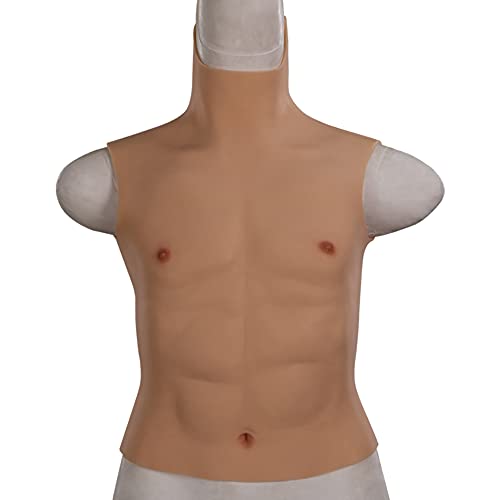 EQAIWUJIE Realistic Fake Muscle Silicone Male Chest Half Body Suit for ...