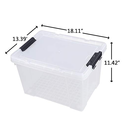 Tstorage 40 Quart Clear Plastic Storage Box with Lid and Wheels, Large ...