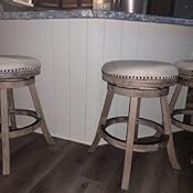 Amazon.com: Cortesi Home Sadie Backless Swivel Counter Stool in Solid ...