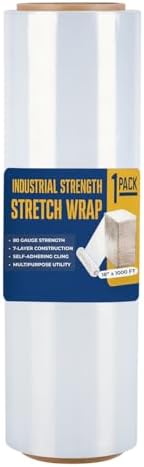 Industrial Stretch Film Wrap – 18 x 1000 FT x 80 Gauge, 1 Roll Heavy ...