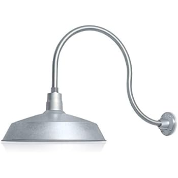 17in. Galvanized Finish Outdoor Gooseneck Barn Light Fixture With 24in ...