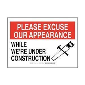 Brady 126863 Construction Site Sign, Legend"Please Excuse Our ...