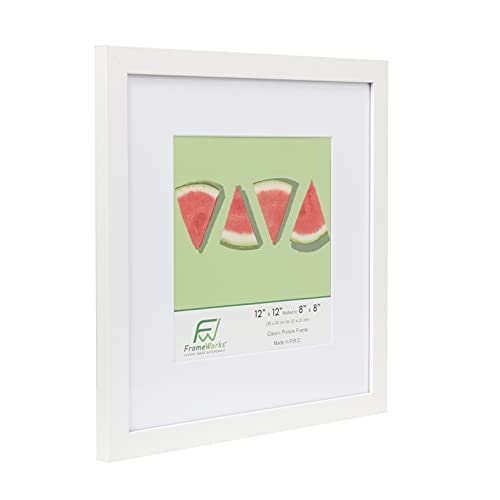 FrameWorks 12x12" mat to 8x8" Classic Wooden Picture Frames Tempered ...