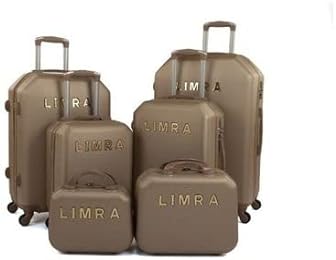 سعر Limra 6 Piece Rolling Luggage Trolley Set Gold 12/15/16/20/24/28 ...