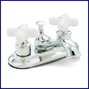 Amazon.com: Chrome Bathroom Lavatory Faucet with Porcelain Cross ...