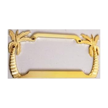 Amazon.com: Palm Trees License Plate Frame (Gold Plated Metal): Automotive