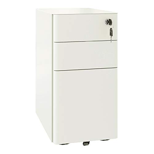 Reyade 3-Drawer Slim File Cabinet, Vertical Filing Cabinet, Locking ...
