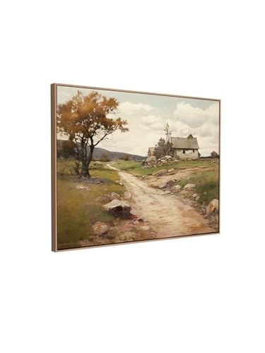 Framed Canvas Wall Art Vintage Decor, Classical Country Road Print with ...
