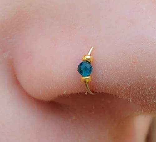 Amazon.com: 24 G Nose Ring Hoop 14k Gold Filled Blue Nose Ring very ...