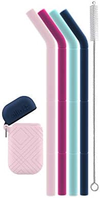 Ello Impact Silicone Fold & Store Straws with Carry Case, 4 Piece, June ...
