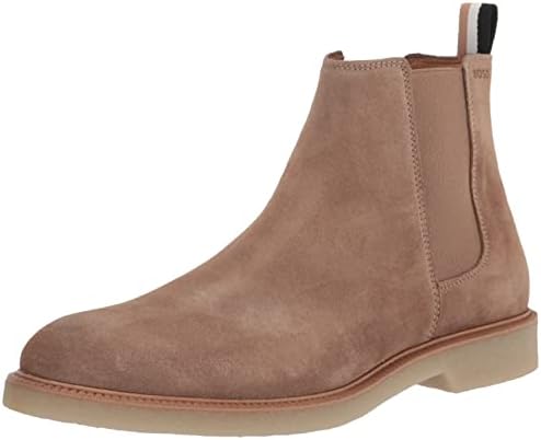 BOSS Men's Suede Chelsea Boot with Embossed Logo, Light Sand, 8 price ...